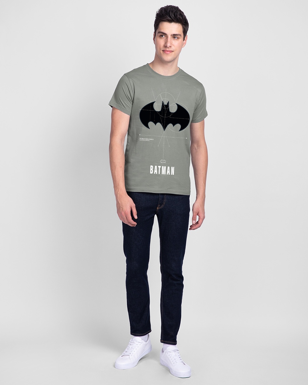 Buy Men's Grey Batman Logo Blueprint T-shirt for Men grey Online at ...
