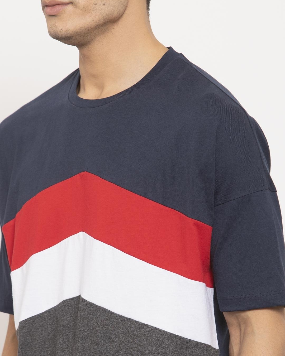 Buy Men's Grey Color Block Oversized T-shirt for Men Grey Online at ...
