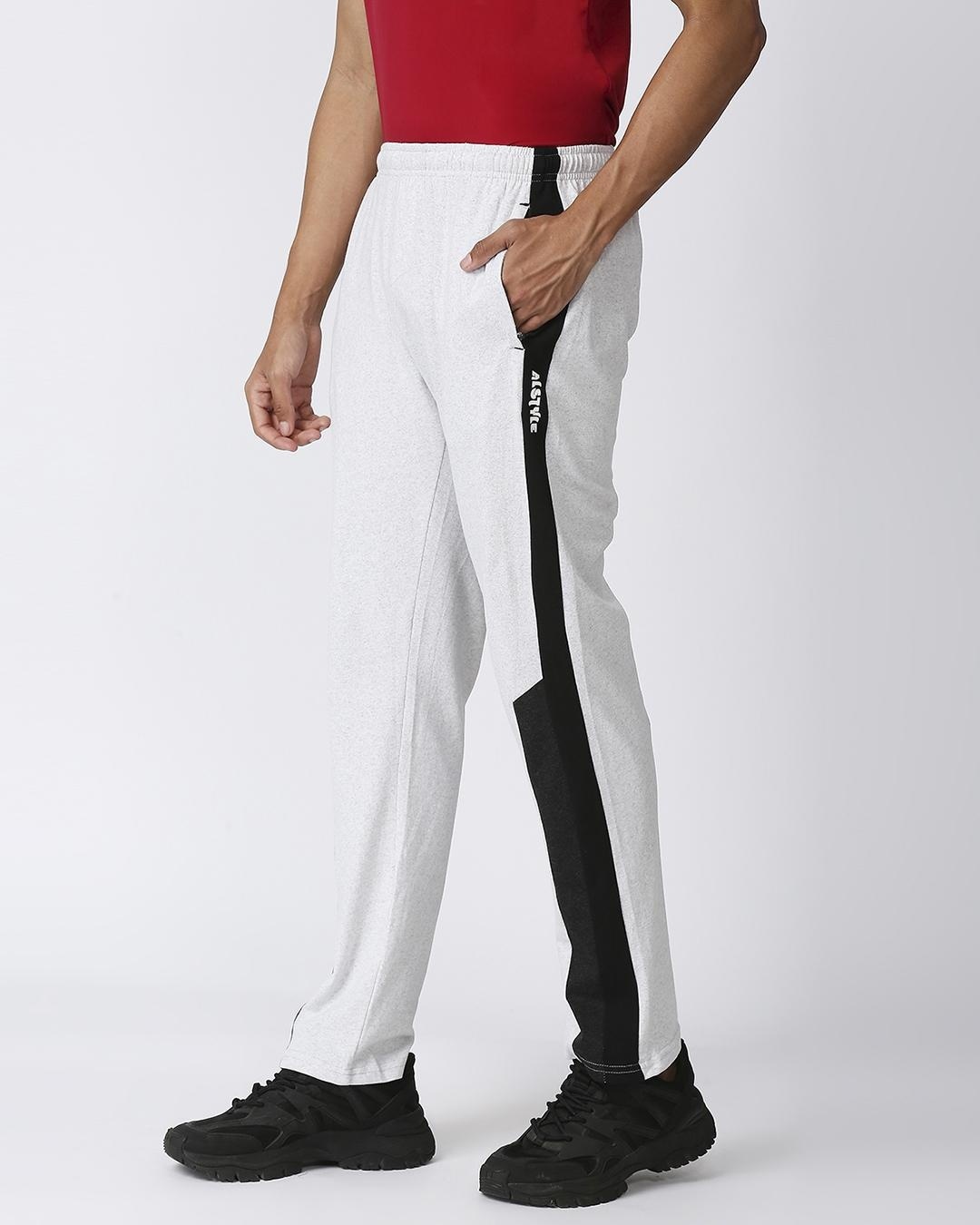 Buy Men's Grey Color Block Track Pants for Men Grey Online at Bewakoof