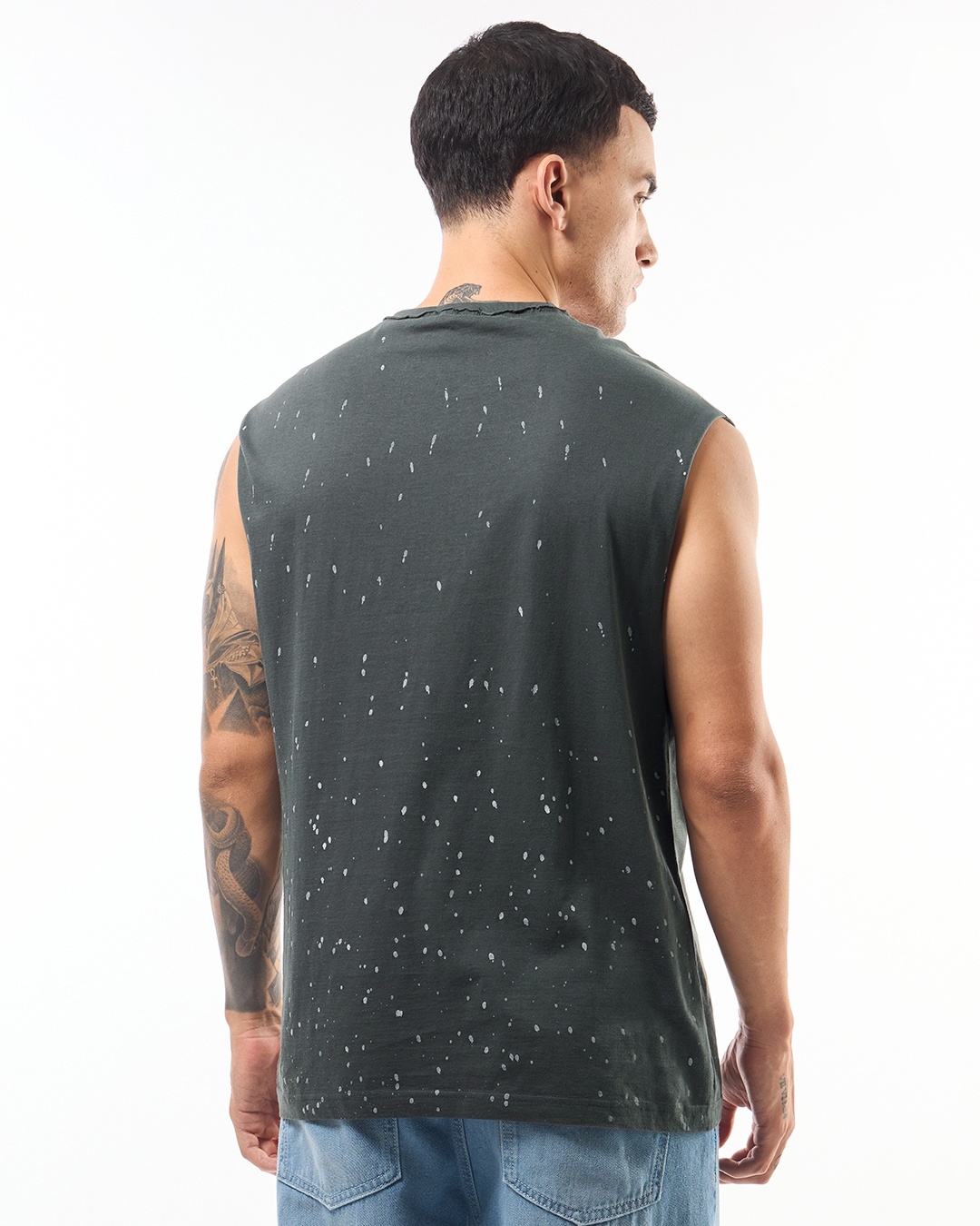 Buy Men's Grey Graphic Printed Oversized Vest Online at Bewakoof