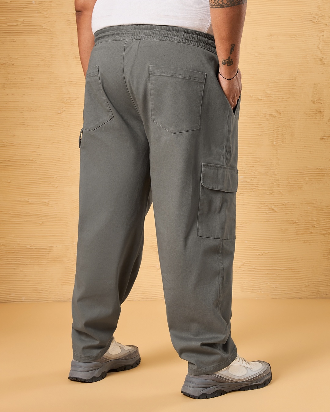 Buy Men's Grey Plus Size Cargo Carpenter Pants Online at Bewakoof