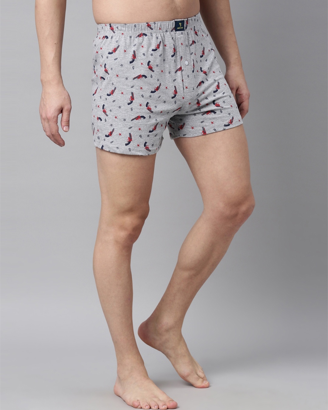 Buy Men's Grey Printed Pure Cotton Boxer Online in India at Bewakoof