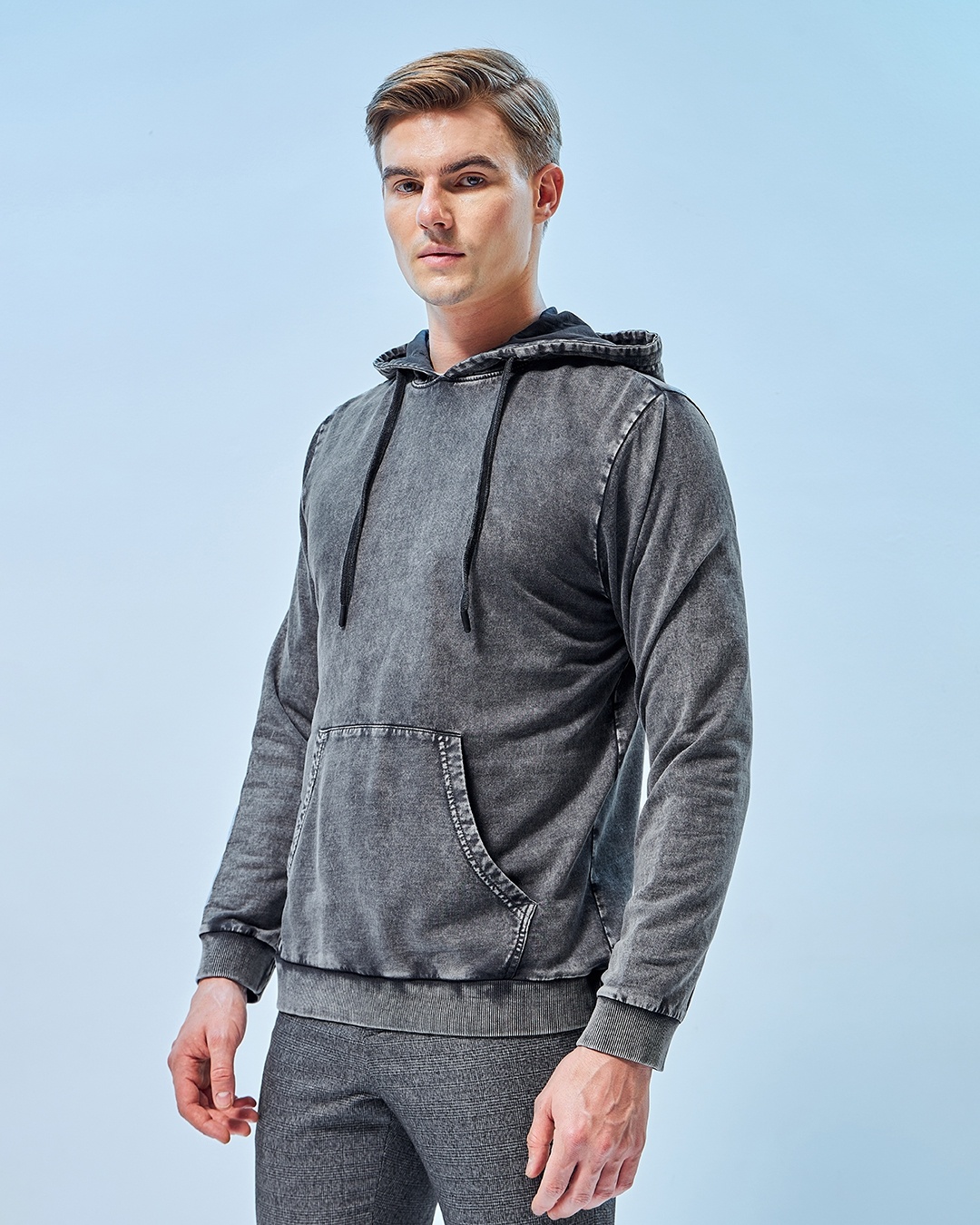 Buy Men's Grey Acid Wash Hoodies Online at Bewakoof