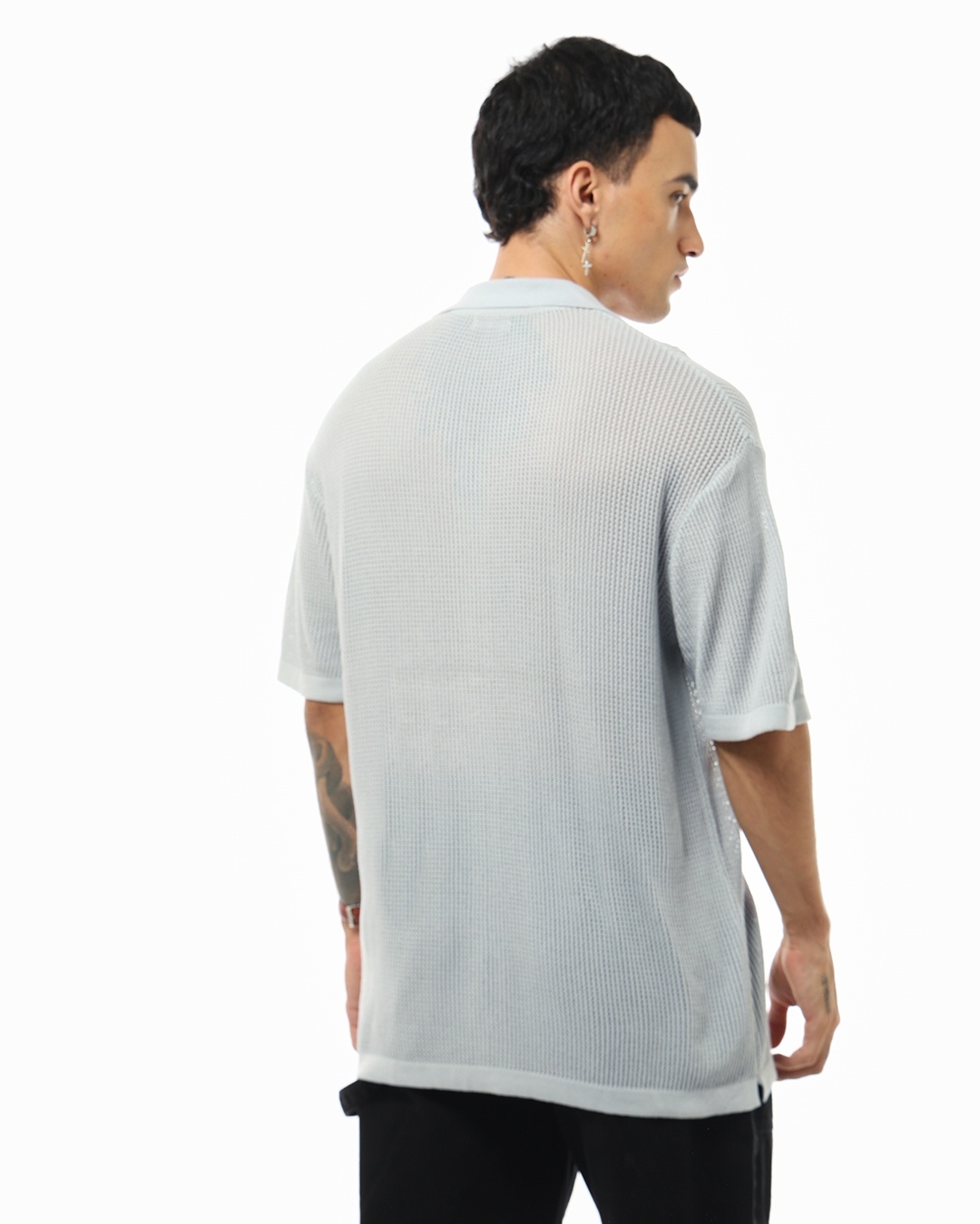 Buy Men's Grey Textured Oversized Shirt Online at Bewakoof