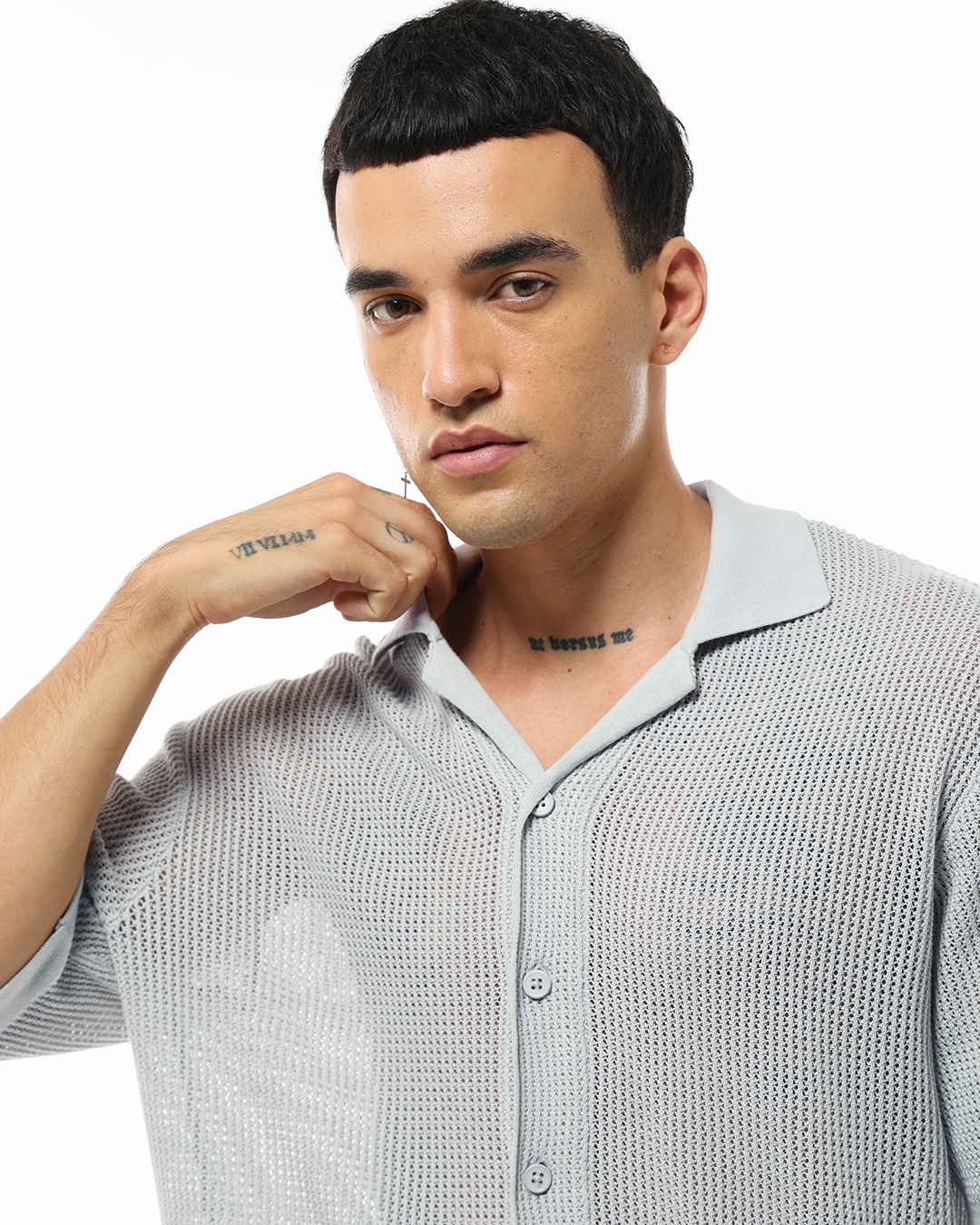 Buy Men's Grey Textured Oversized Shirt Online at Bewakoof