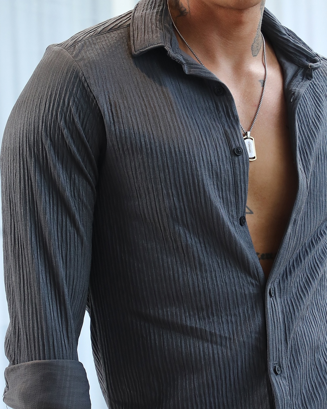 Buy Men's Grey Textured Shirt Online at Bewakoof