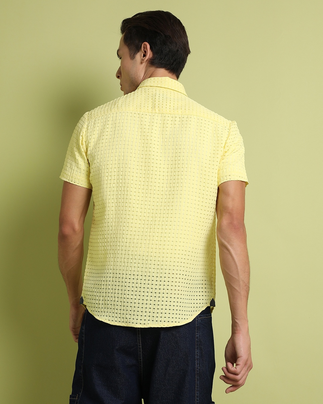 Buy Men's Lemon Yellow See Through Square Shirt Online at Bewakoof