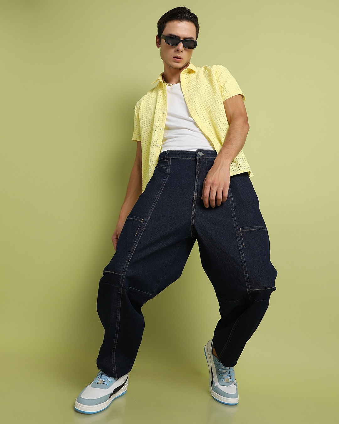 Buy Men's Lemon Yellow See Through Square Shirt Online at Bewakoof