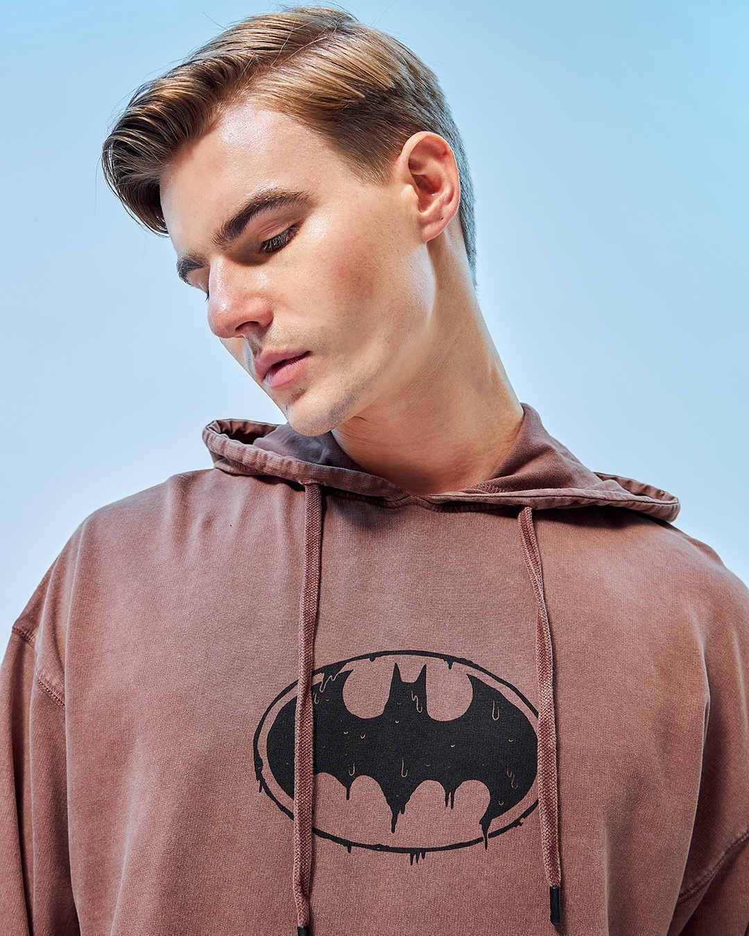 Buy Men's Maroon Bat Skull Graphic Printed Oversized Hoodie Online at ...