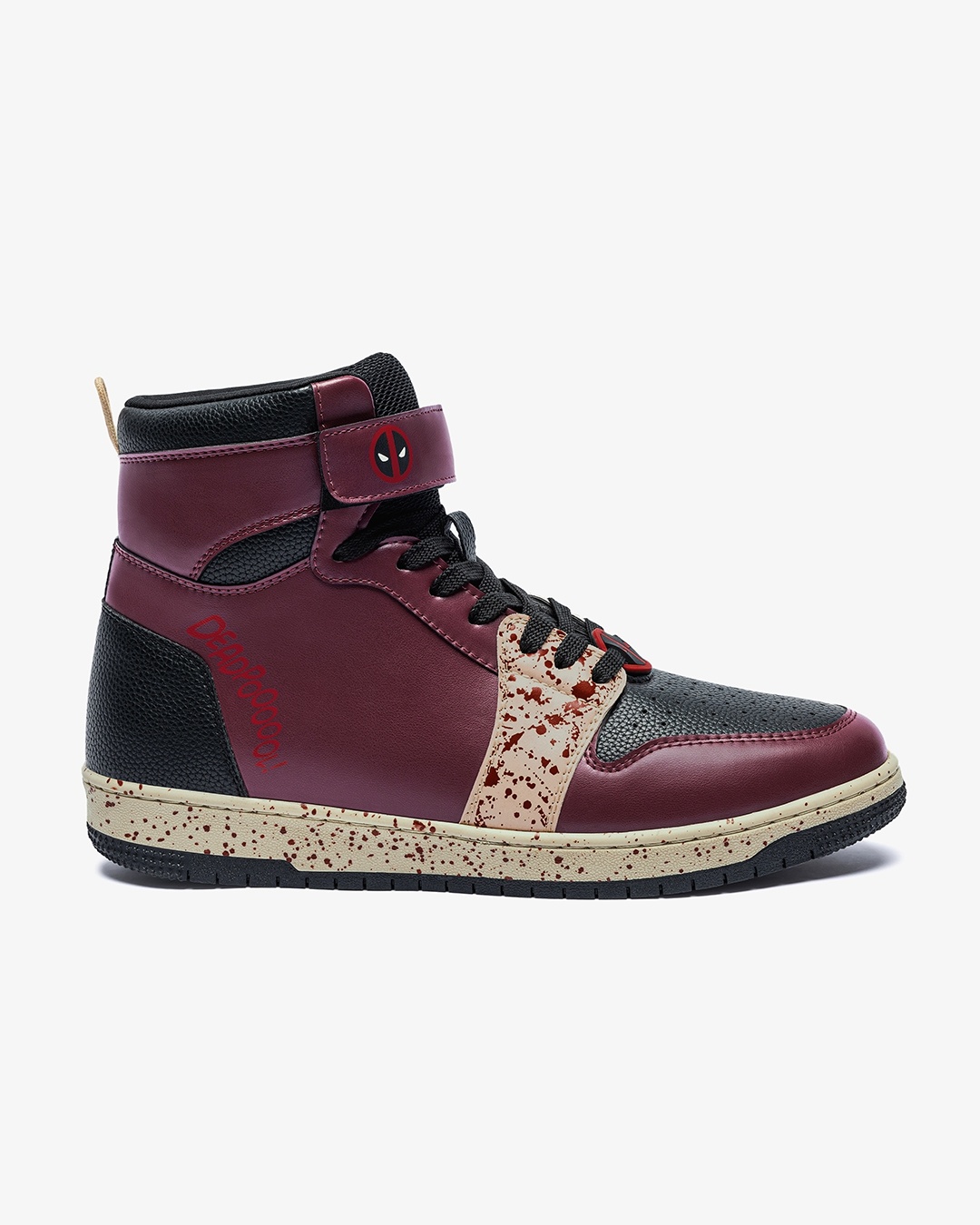 Buy Men's Maroon & Black Deadpool Color Block High Top Sneakers Online ...