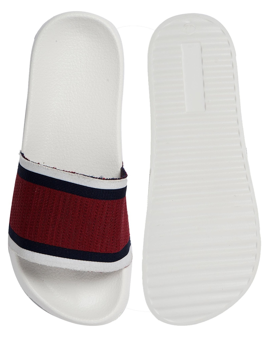 Buy Men's Maroon Color Block Sliders Online in India at Bewakoof