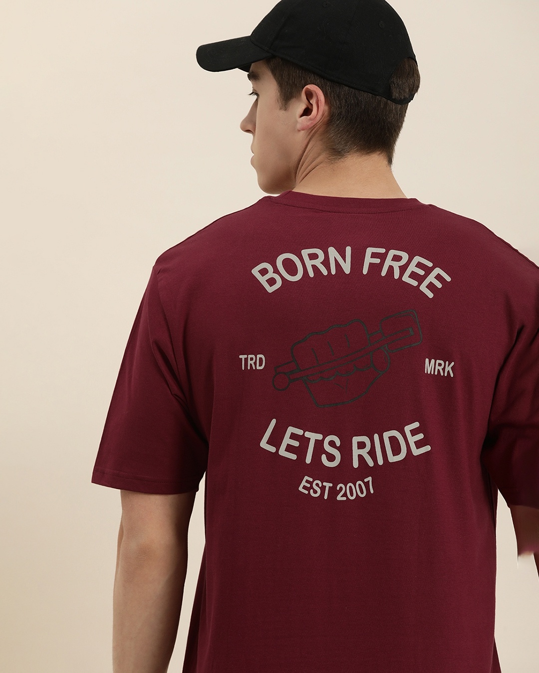 Buy Men's Maroon Graphic Printed Oversized T-shirt Online at Bewakoof