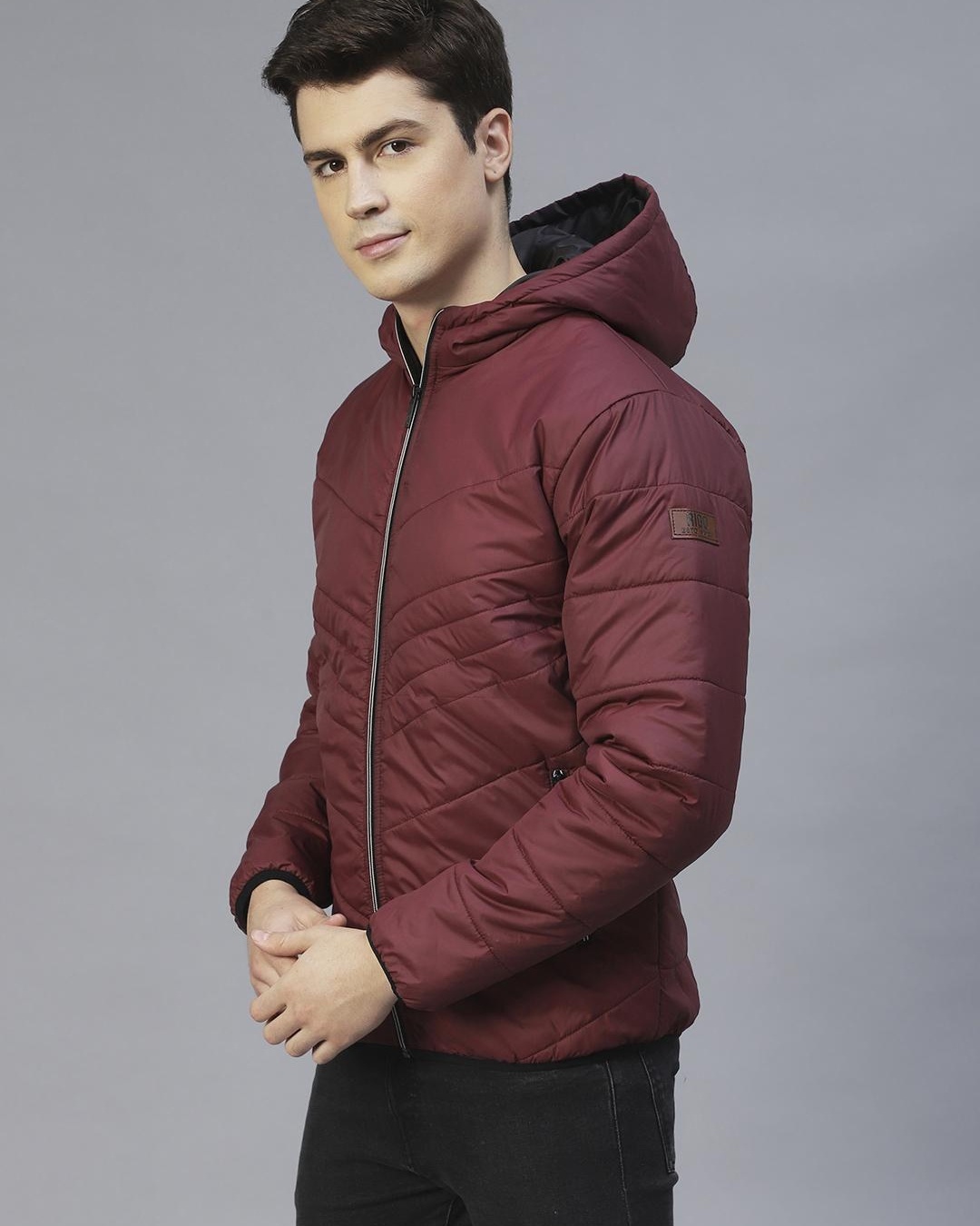 Buy Men's Maroon Hooded Puffer Jacket for Men Maroon Online at Bewakoof