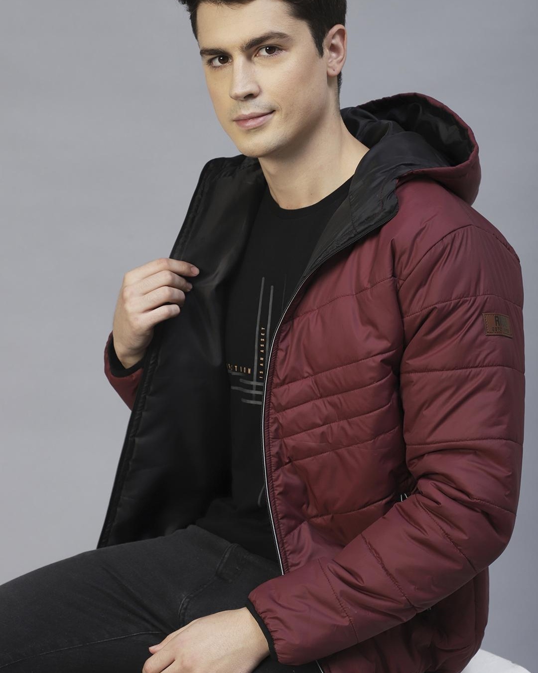 Buy Men's Maroon Hooded Puffer Jacket for Men Maroon Online at Bewakoof