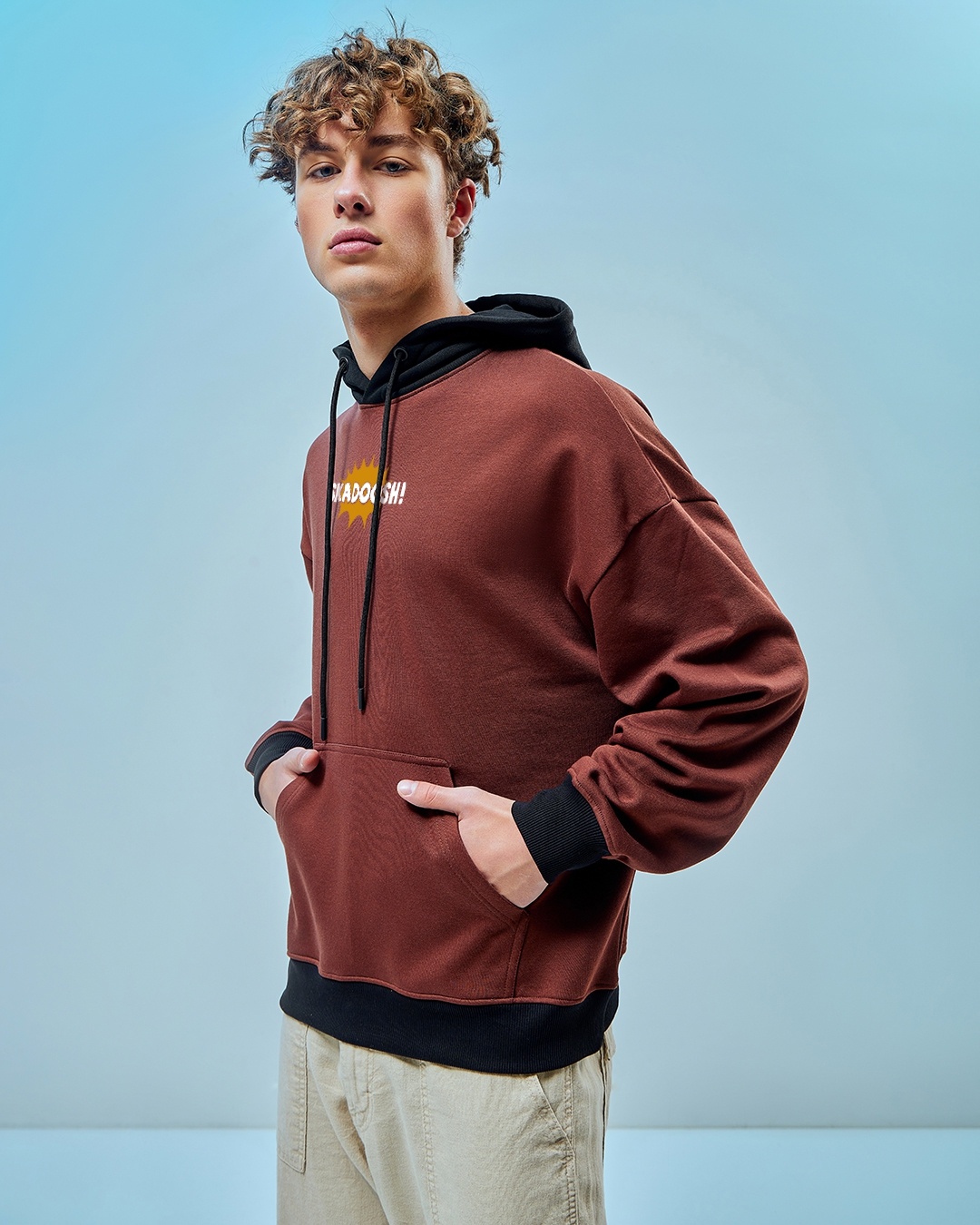 Buy Men's Brown Kung Fu Panda Graphic Printed Oversized Hoodies Online at Bewakoof