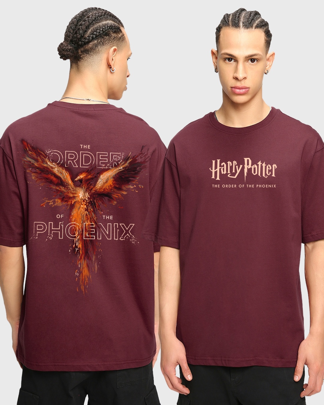 Buy Men's Maroon Order Of The Phoenix Graphic Printed Oversized T-shirt ...