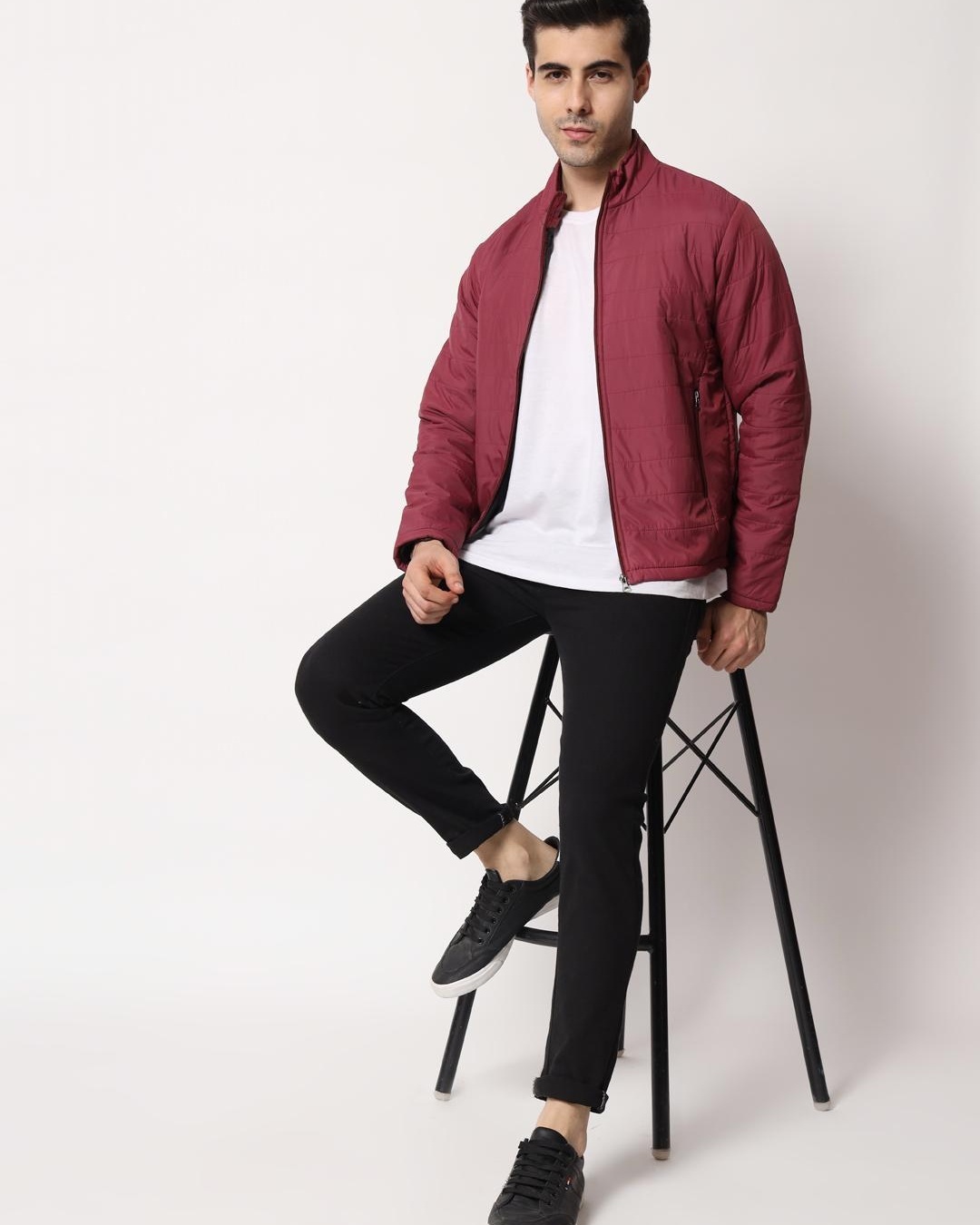 Buy Men's Maroon Puffer Jacket for Men Maroon Online at Bewakoof