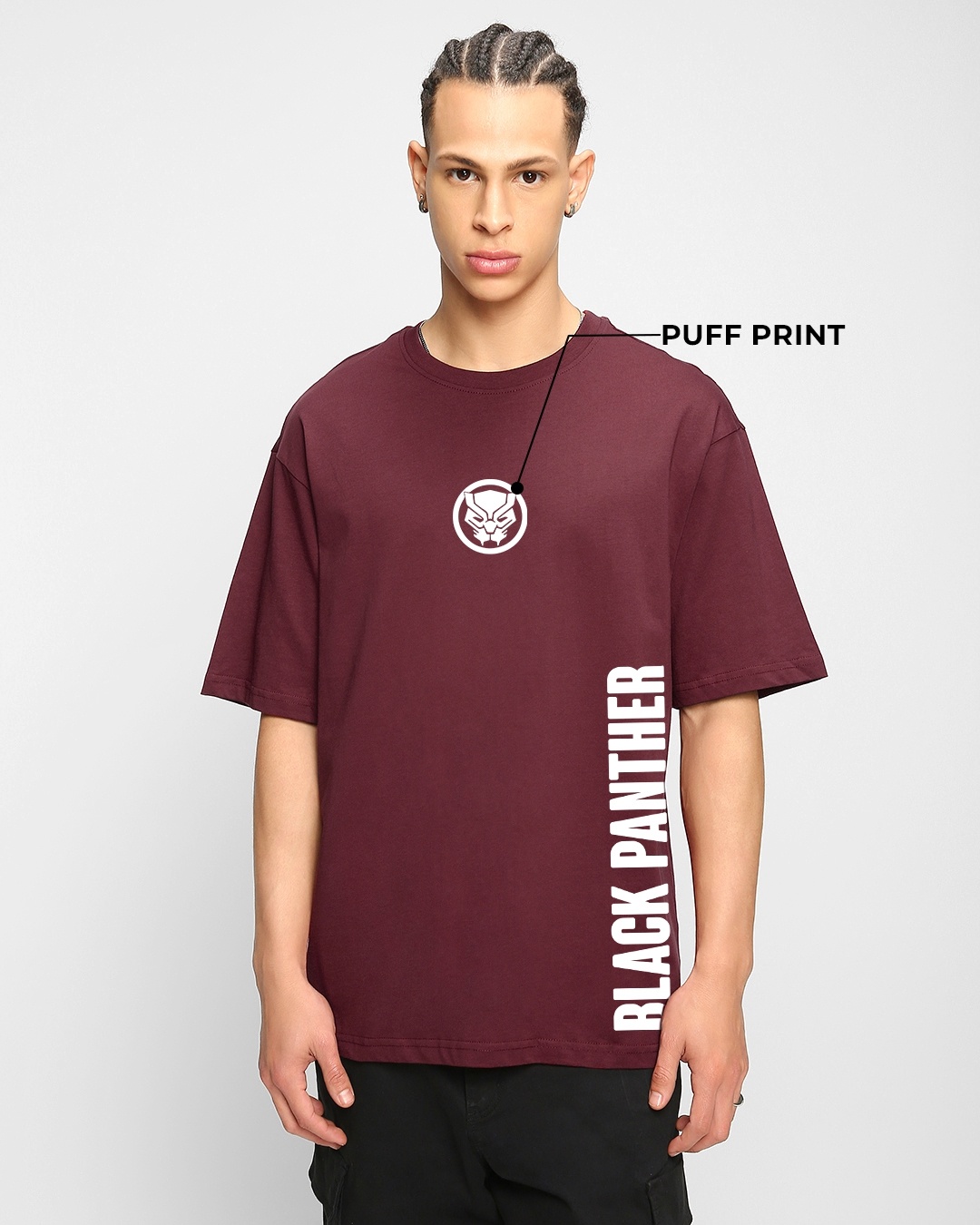 Buy Men's Maroon Wakanda Forever Graphic Printed Oversized T-shirt Online at Bewakoof