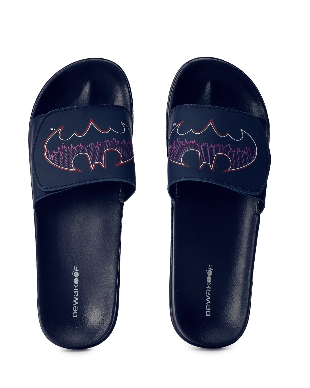 Buy Men's Navy Blue Batman Techno Velcro Sliders Online in India at ...