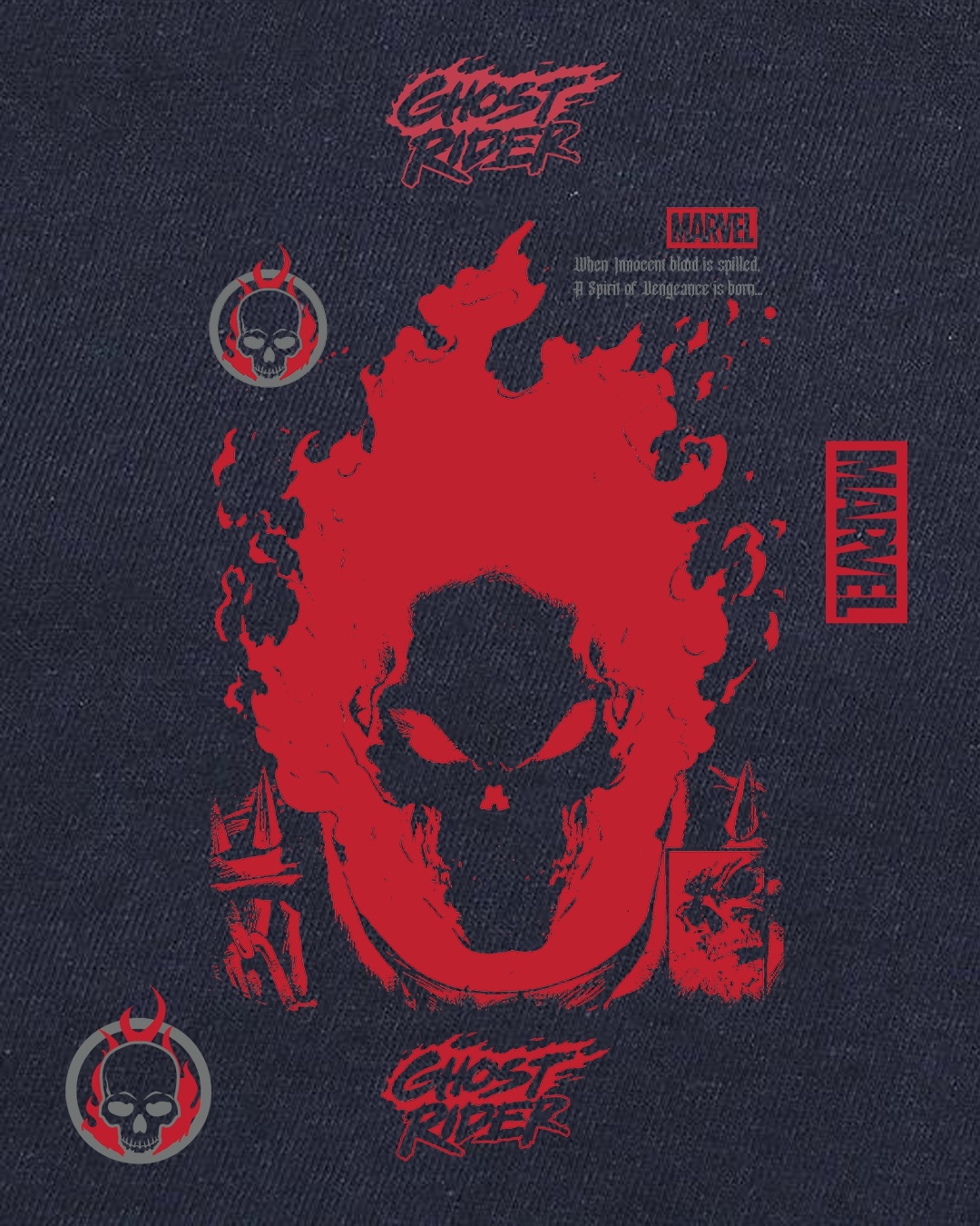 Buy Men's Navy Blue Ghost Rider Spirit Of Vengeance Graphic Printed ...