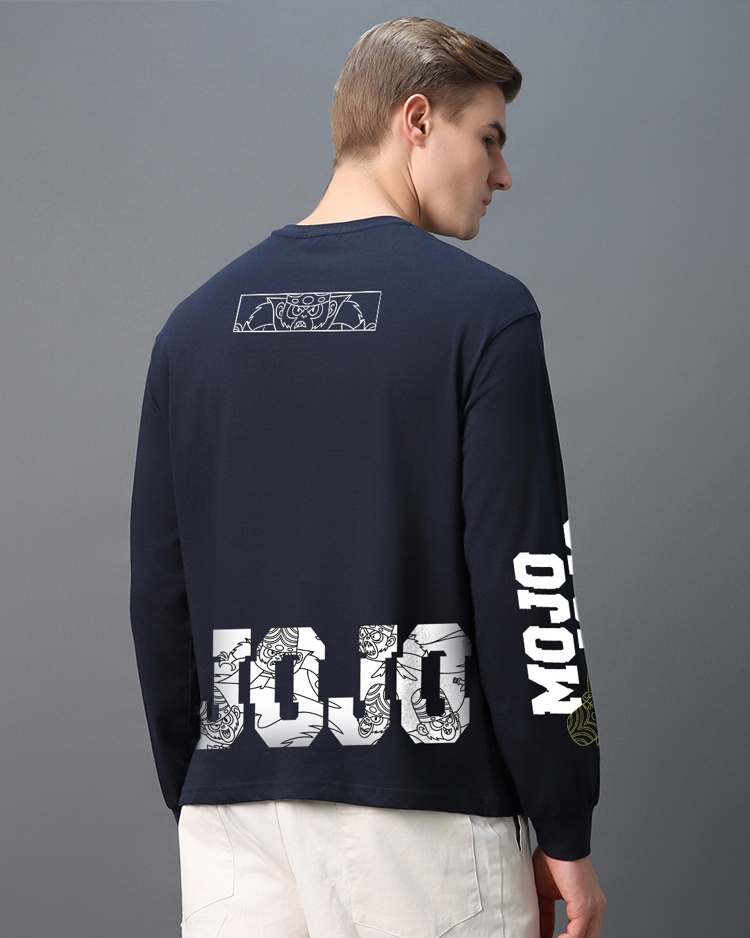 Buy Men's Navy Blue Mojo Jojo Graphic Printed Oversized T-shirt Online ...