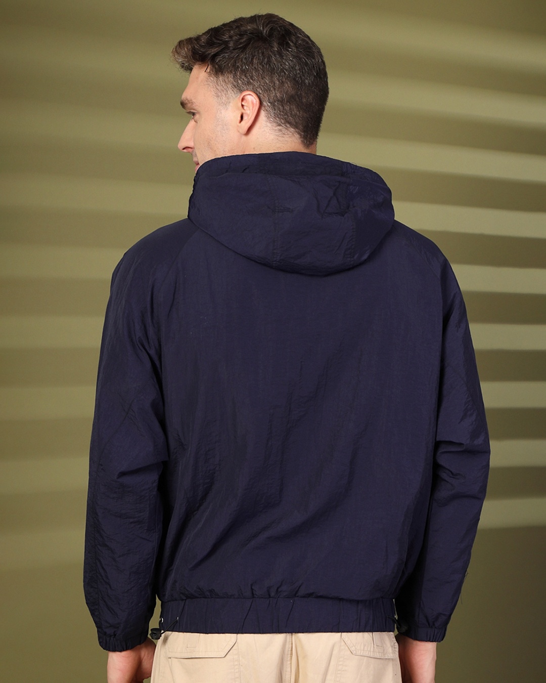 Buy Men's Navy Blue Wind Cheater Jacket Online at Bewakoof