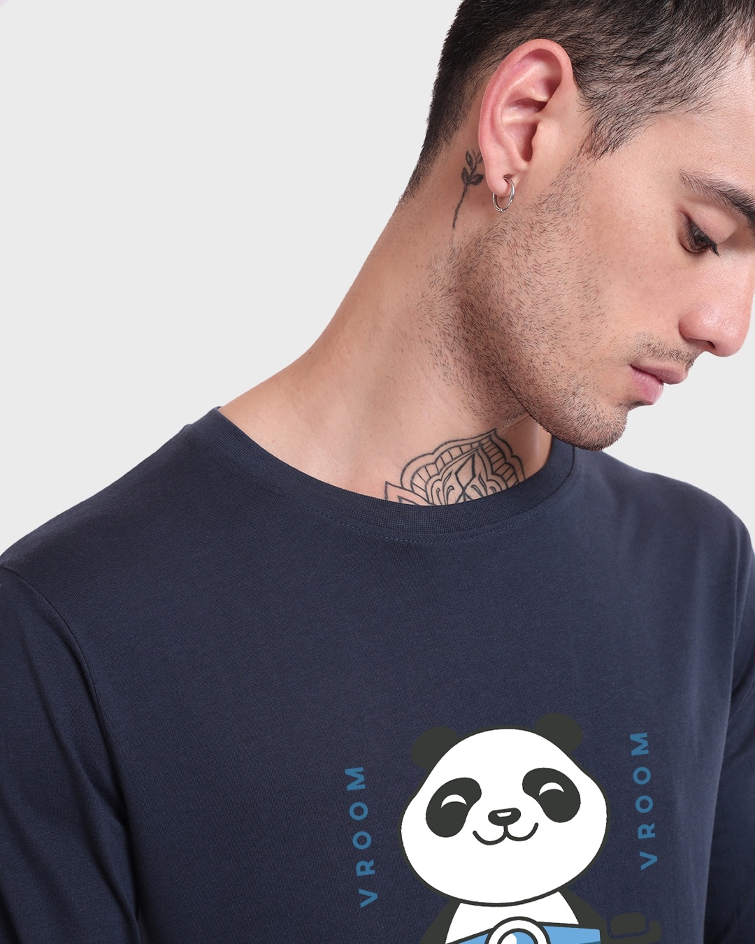 Buy Men's Navy Blue Vroom Panda Graphic Printed T-shirt Online at Bewakoof