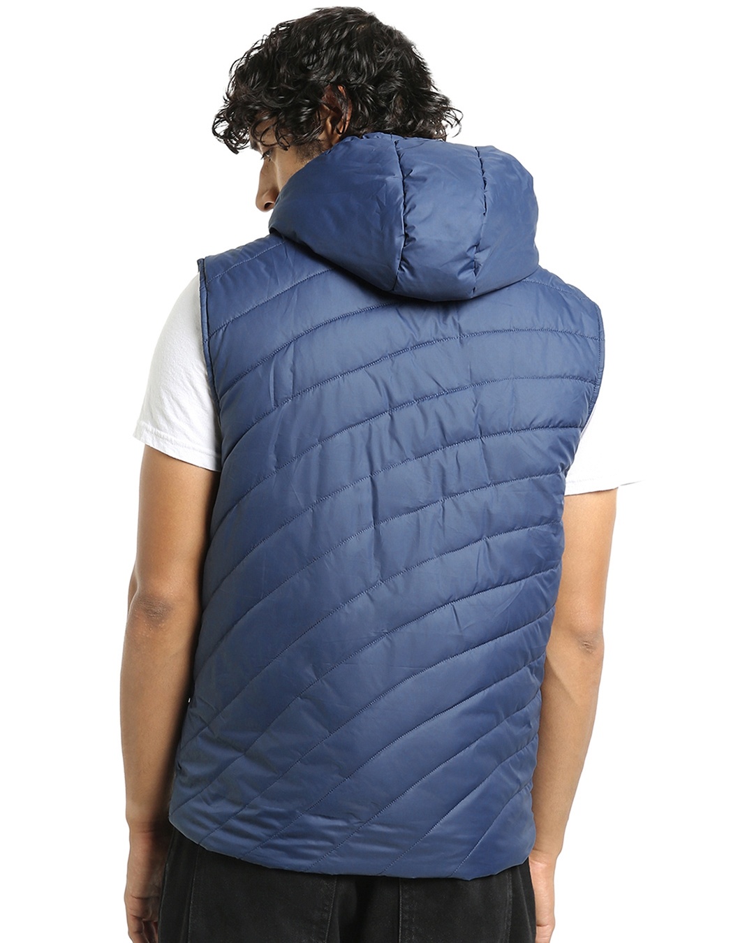 Buy Men's Navy Sleeveless Puffer Jacket Online at Bewakoof