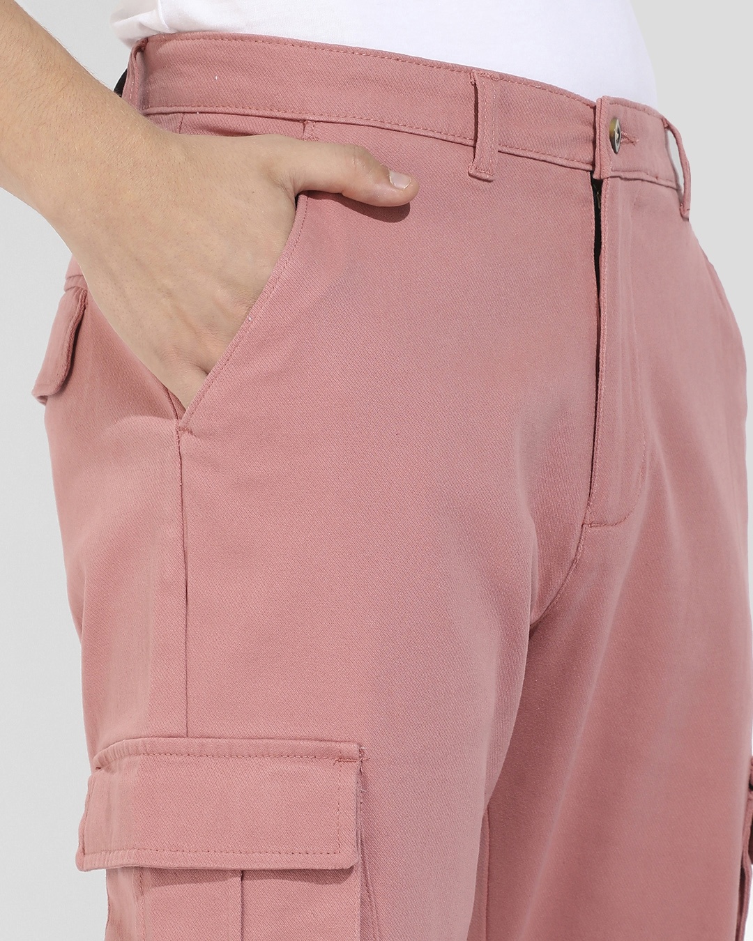 Buy Men's Nude Pink Cargo Trousers Online at Bewakoof