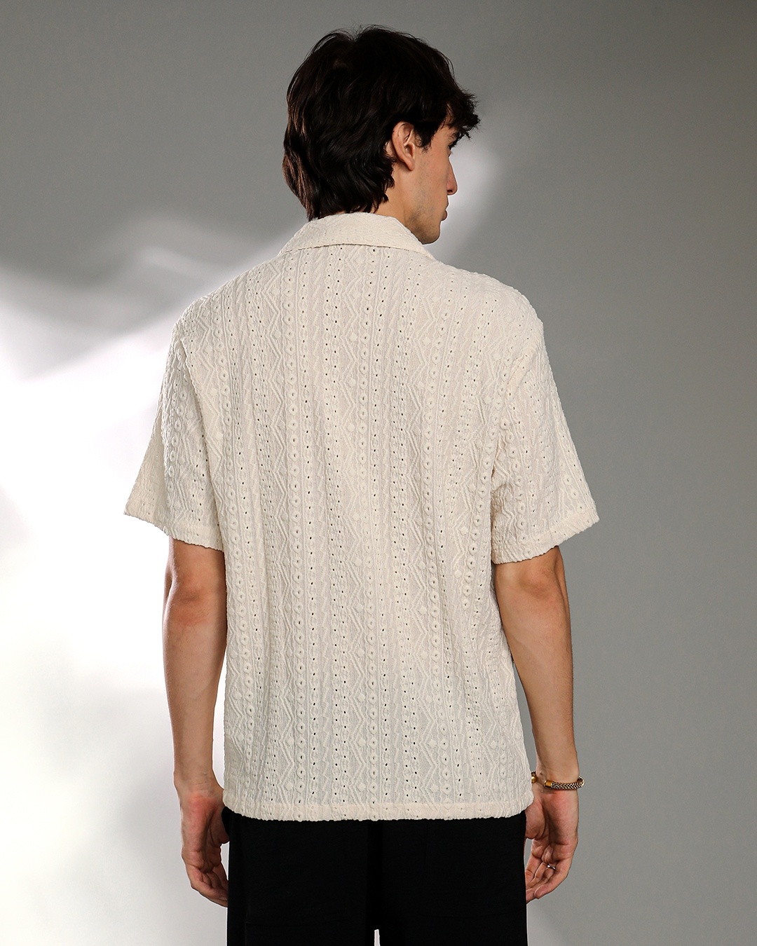 Buy Men's Off White Textured Shirt Online at Bewakoof