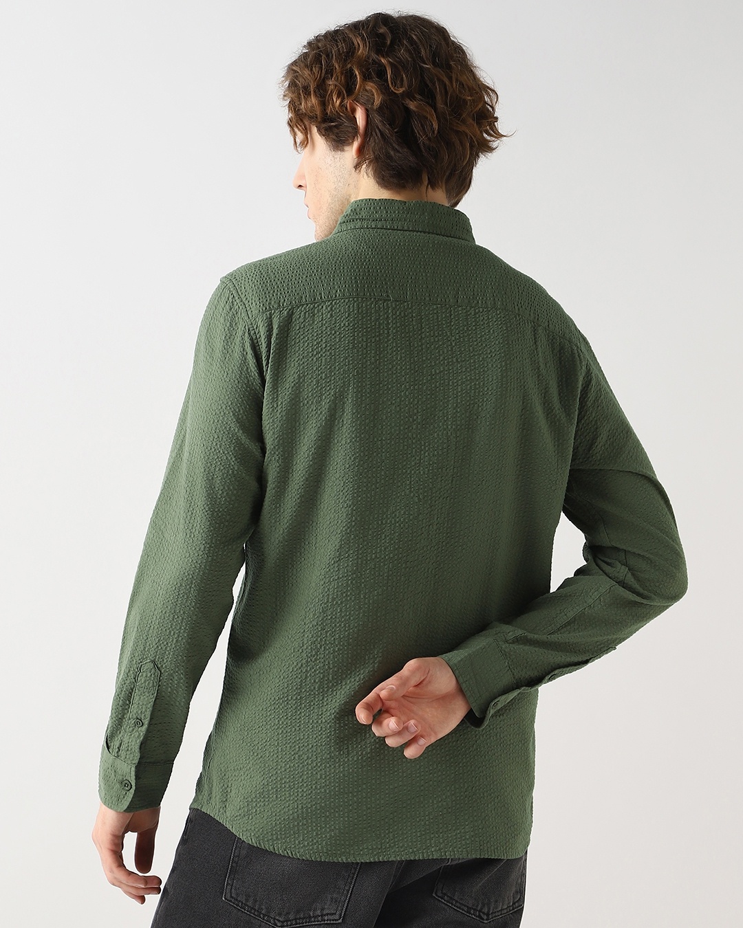 Buy Men's Olive Green Textured Shirt Online at Bewakoof
