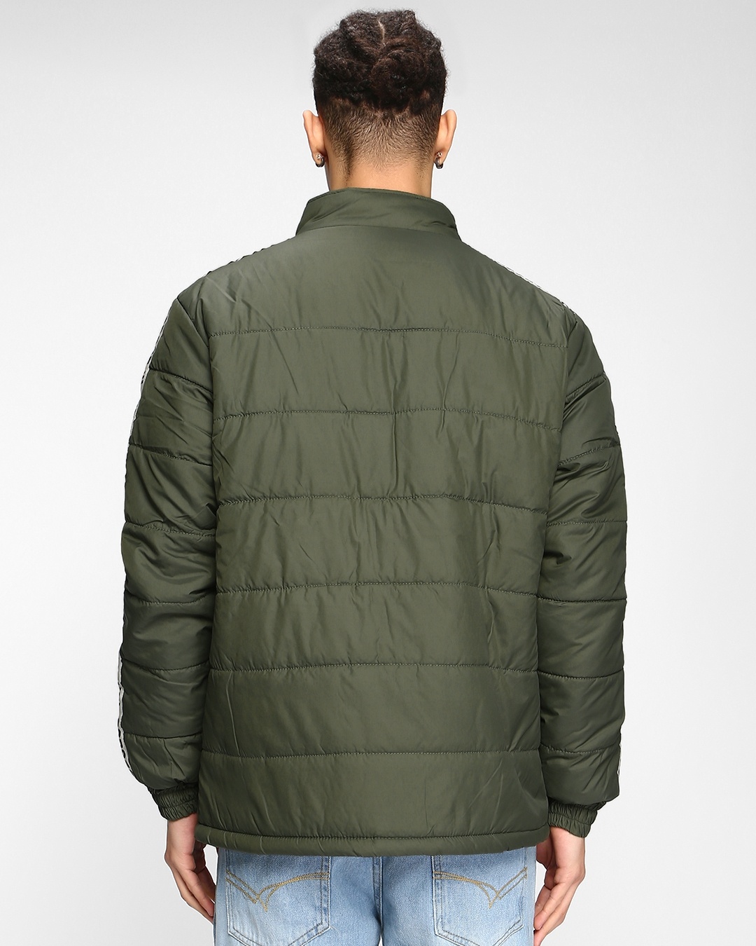 Buy Men's Olive Typography Puffer Jacket Online at Bewakoof