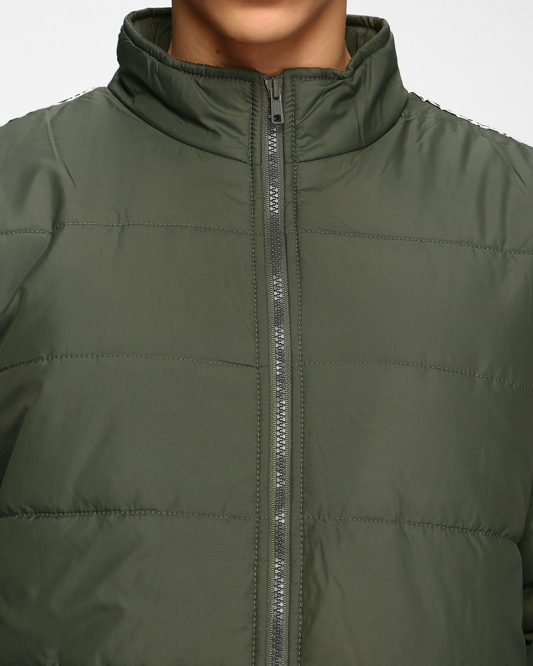 Buy Men's Olive Typography Puffer Jacket Online at Bewakoof