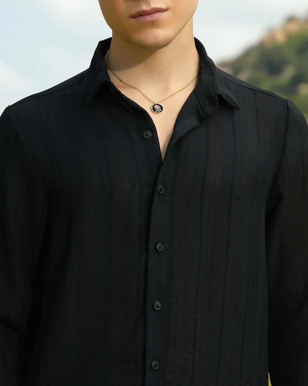 Buy Men's Onyx Black Textured Shirt Online at Bewakoof