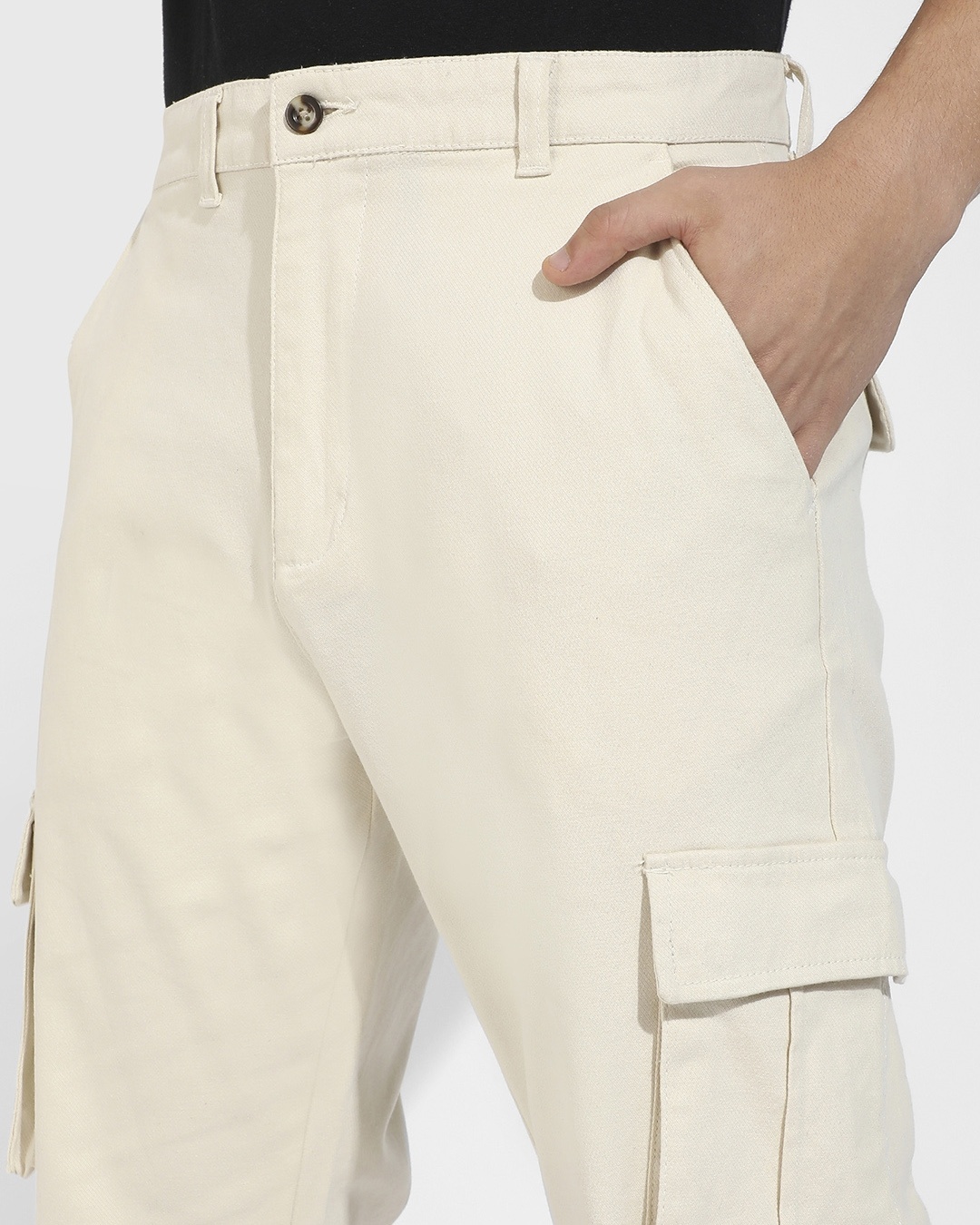 Buy Men's Pale Yellow Cargo Trousers Online at Bewakoof