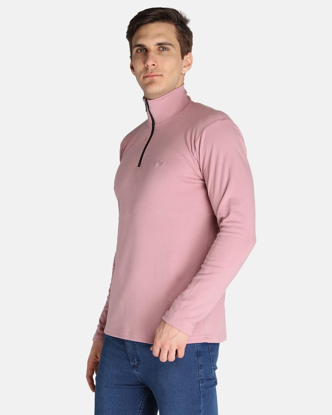 Buy Men's Pastel Pink High Neck T-shirt for Men Pink Online at Bewakoof