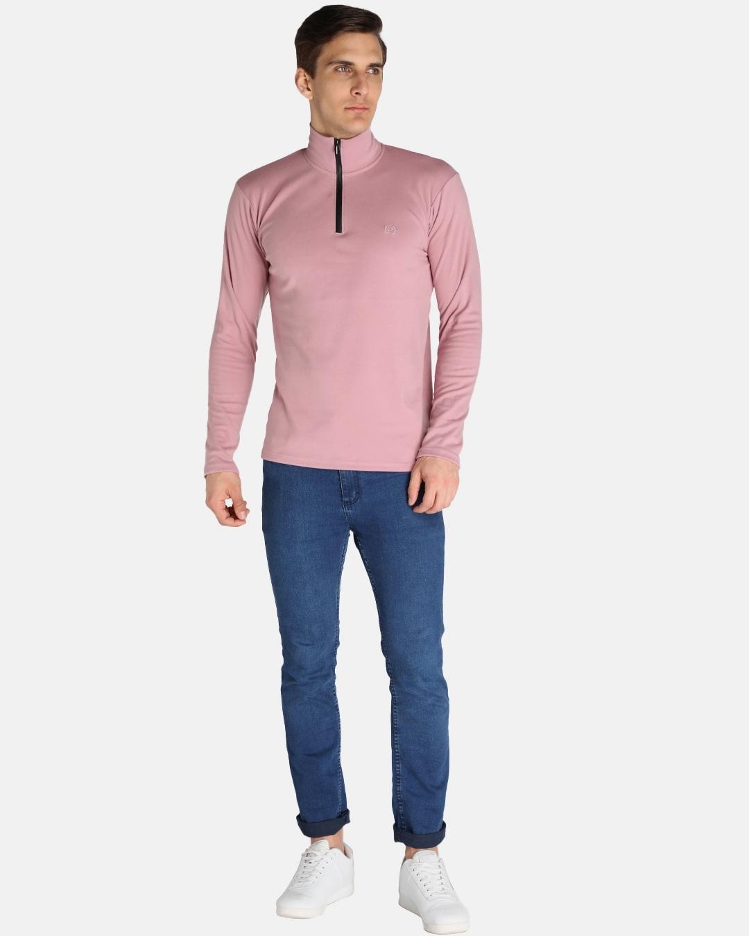 Buy Men's Pastel Pink High Neck T-shirt for Men Pink Online at Bewakoof