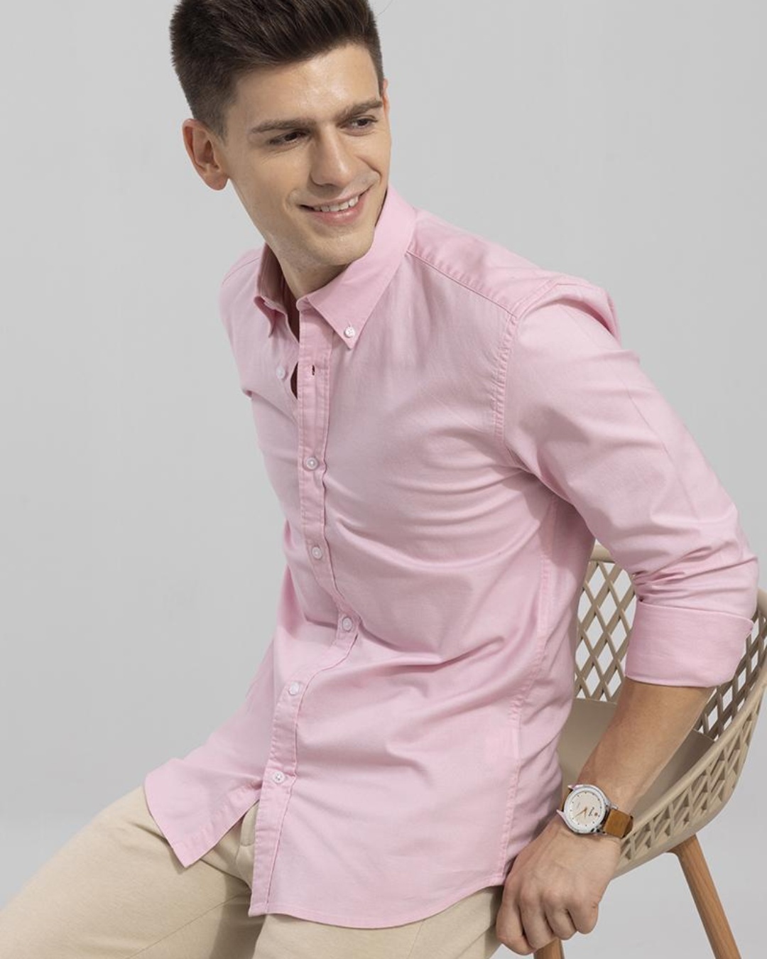 Buy Men's Pink Sencillo Slim Fit Shirt for Men Pink Online at Bewakoof