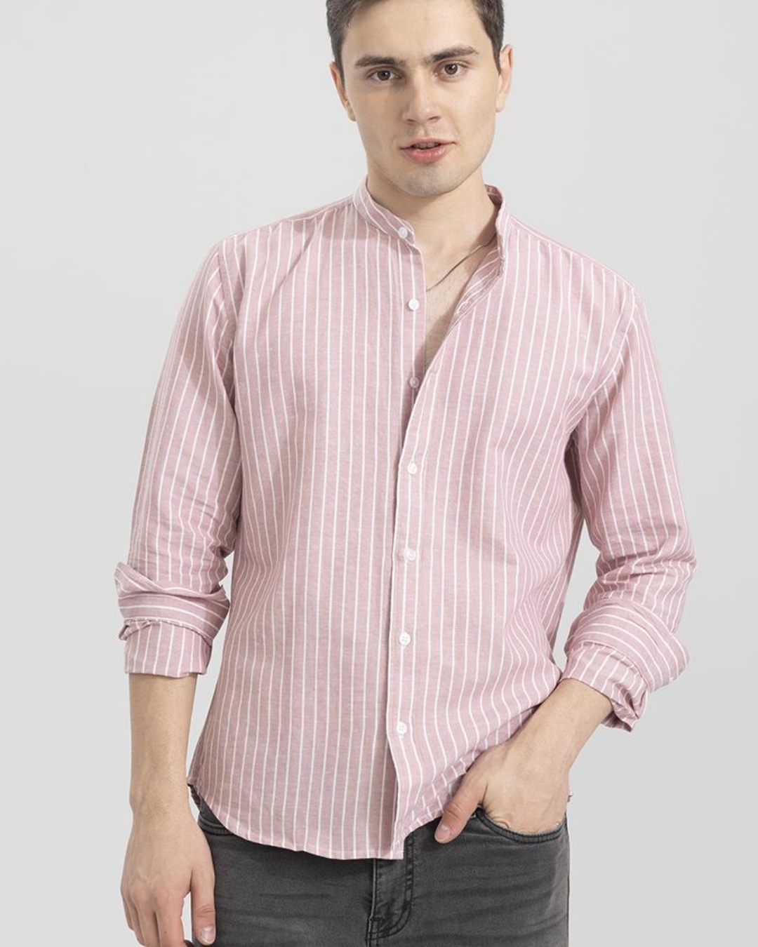 Buy Men's Pink Striped Slim Fit Shirt for Men Pink Online at Bewakoof