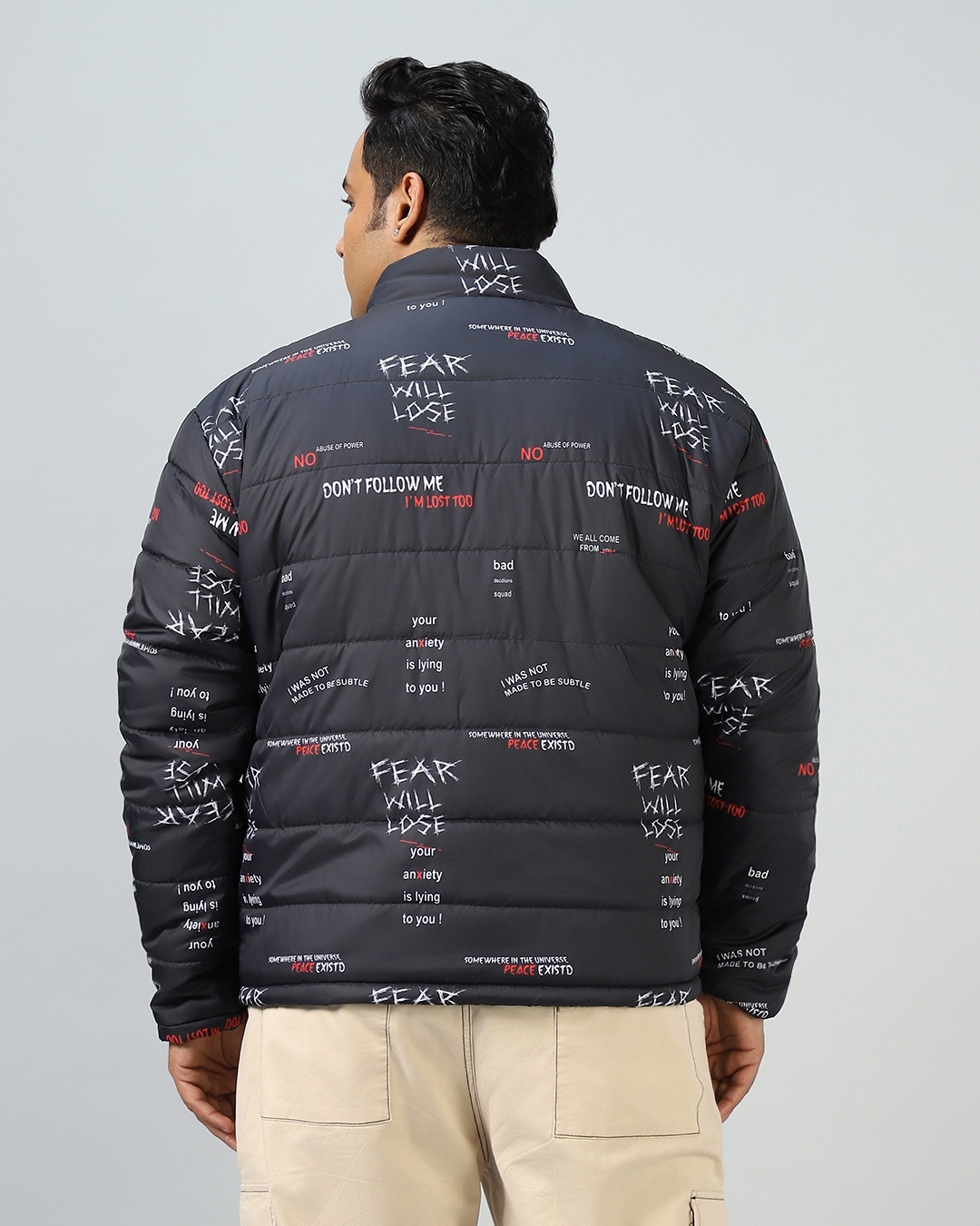 Buy Men's Black All Over Printed Oversized Plus Size Jacket Online at ...