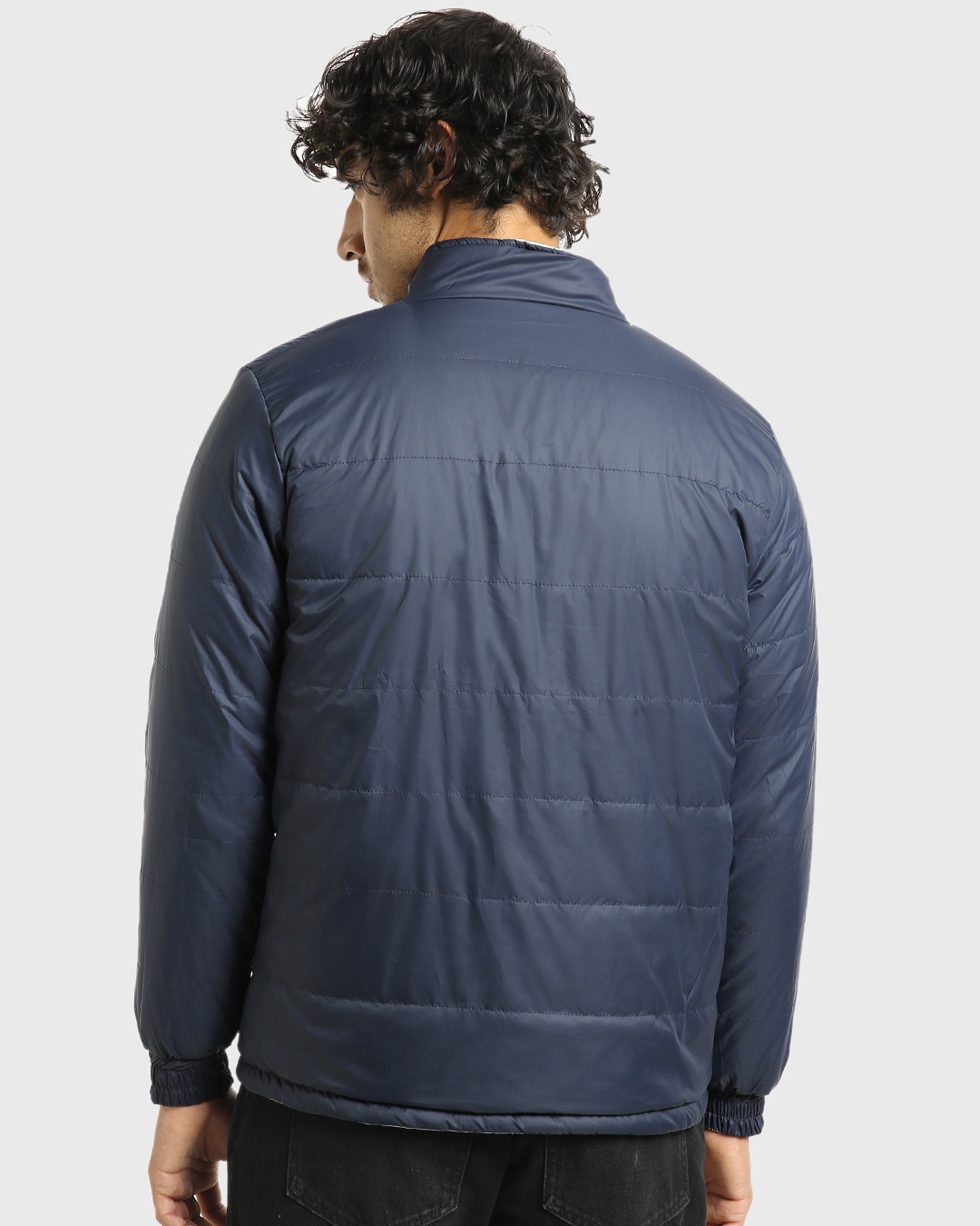Buy Men's Sage & Navy Plus Size Reversible Puffer Jacket for Men blue ...