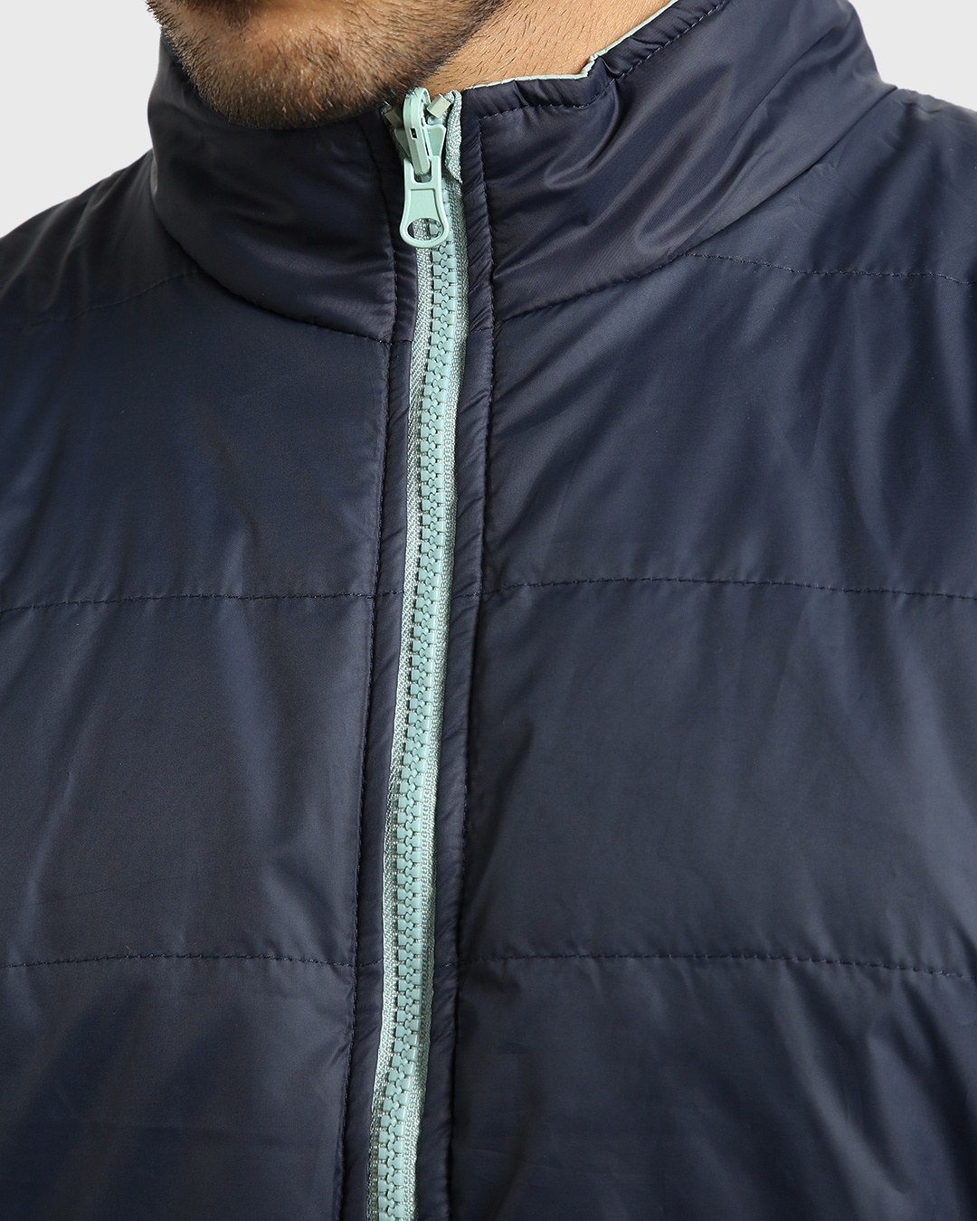 Buy Men's Sage & Navy Plus Size Reversible Puffer Jacket for Men blue ...
