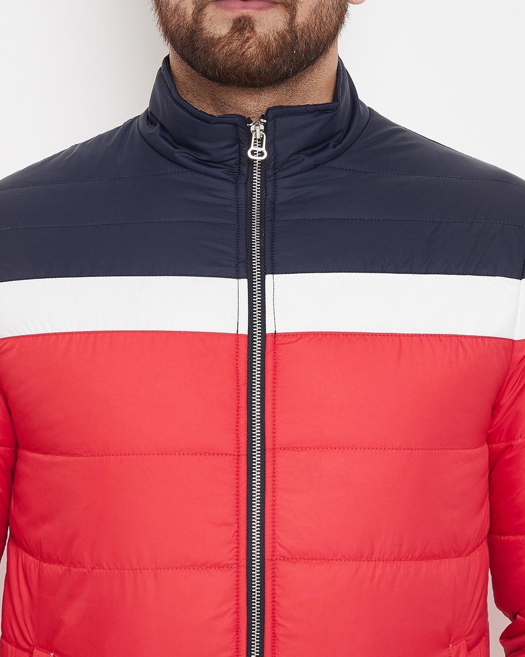 Buy Men's Red and Blue Color Block Jacket for Men Red Online at Bewakoof