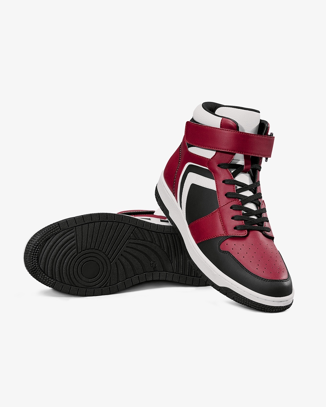Buy Men's Red & Black Color Block High Top Sneakers Online in India at ...