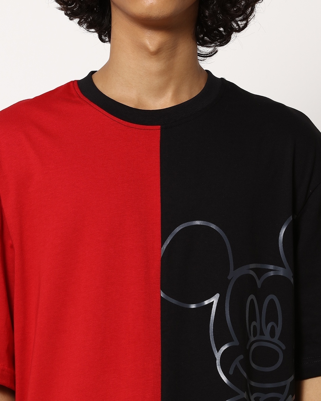 Buy Men's Red & Black Mickey Mouse Half & Half Graphic Printed ...