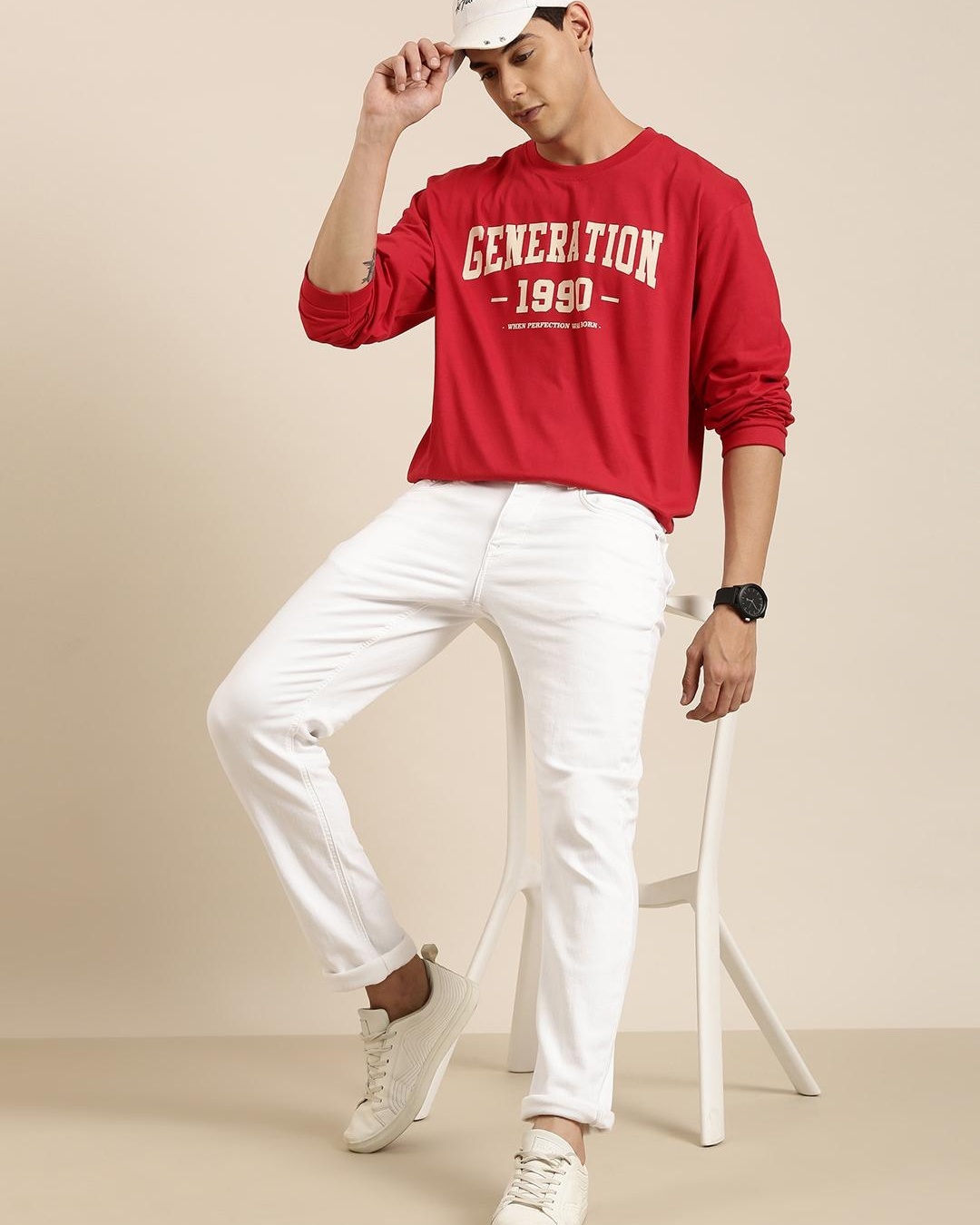 Buy Men's Red Generation Typography Oversized T-shirt Online at Bewakoof