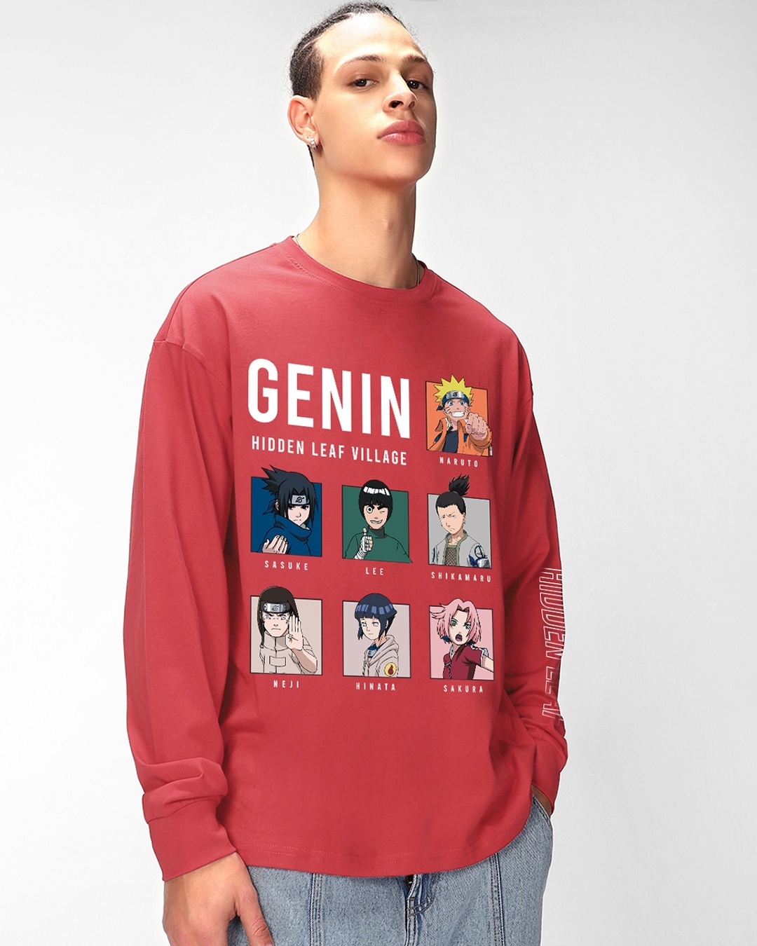 Buy Men's Red Genins Graphic Printed Oversized T-shirt Online at Bewakoof