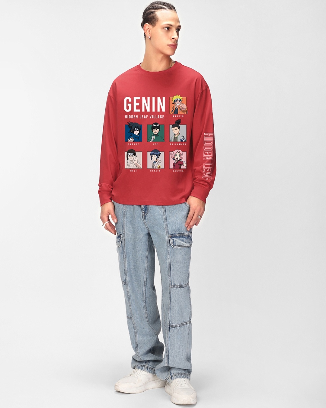 Buy Men's Red Genins Graphic Printed Oversized T-shirt Online at Bewakoof