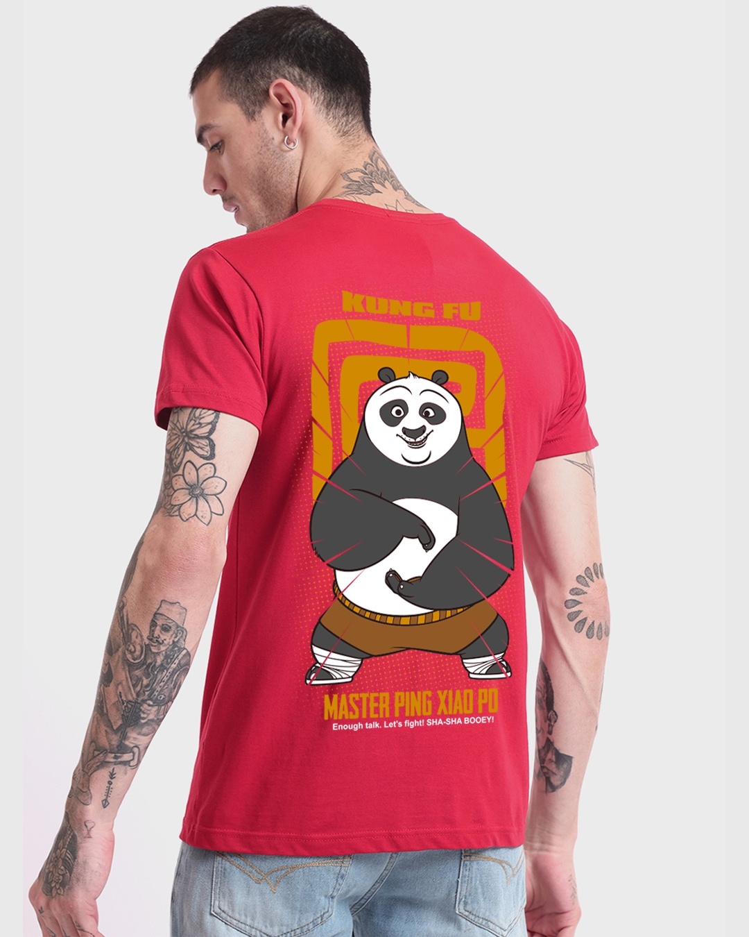 Buy Men's Red Kung Fu Panda Graphic Printed T-shirt Online at Bewakoof