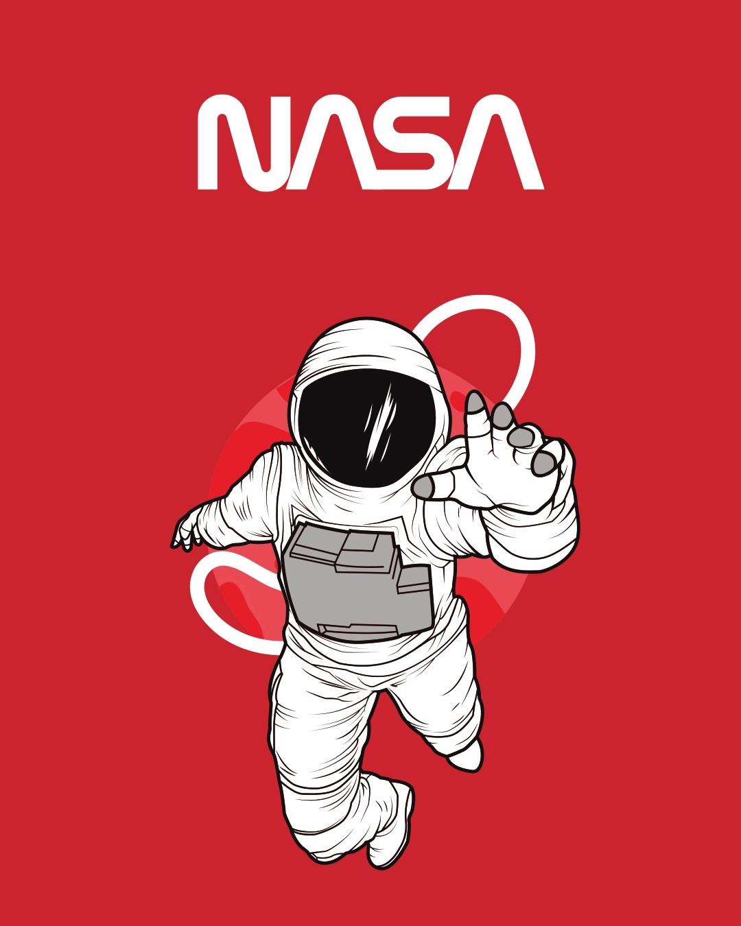 Buy Men's Red NASA Astronaut Graphic Printed T-shirt Online at Bewakoof